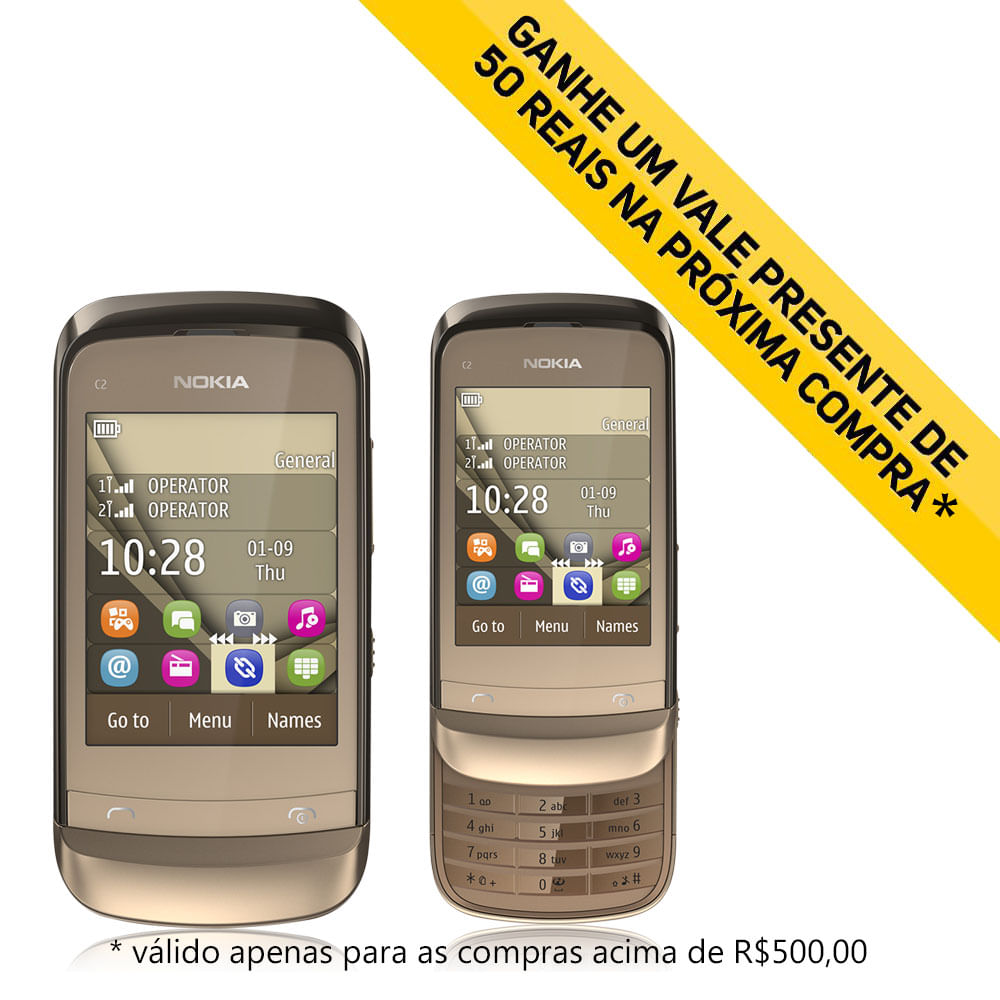 Celular Nokia C2-06 Dourado